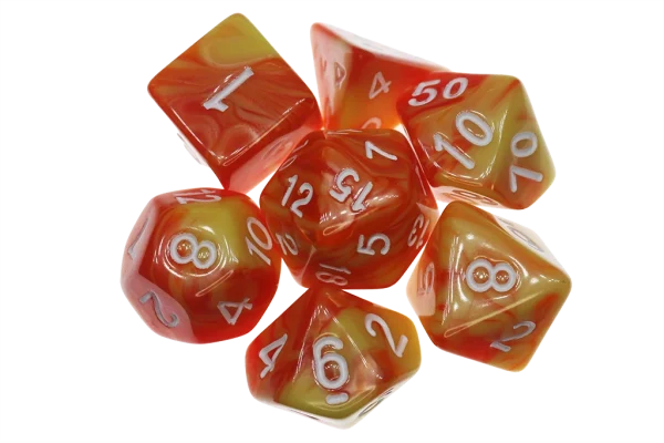 Lava Dice - Red/Yellow (set of 7) - Little Ripley